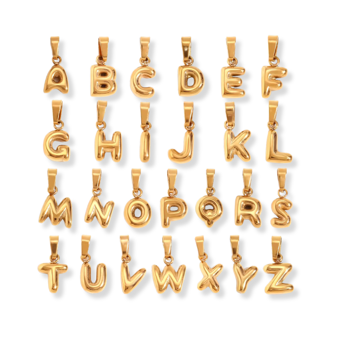 [18k Plated] Mini Bubble Initial Pendant A-Z – Anura Jewellery